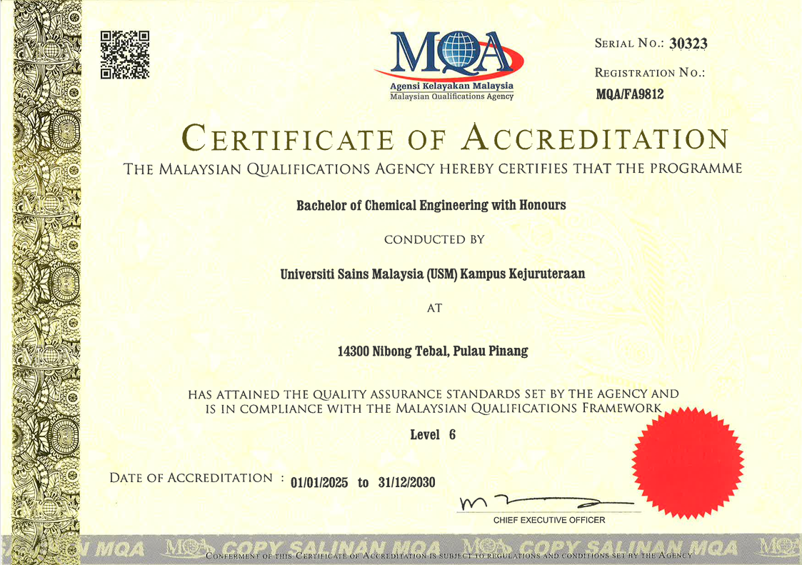 Accreditation - USM SCHOOL OF CHEMICAL ENGINEERING